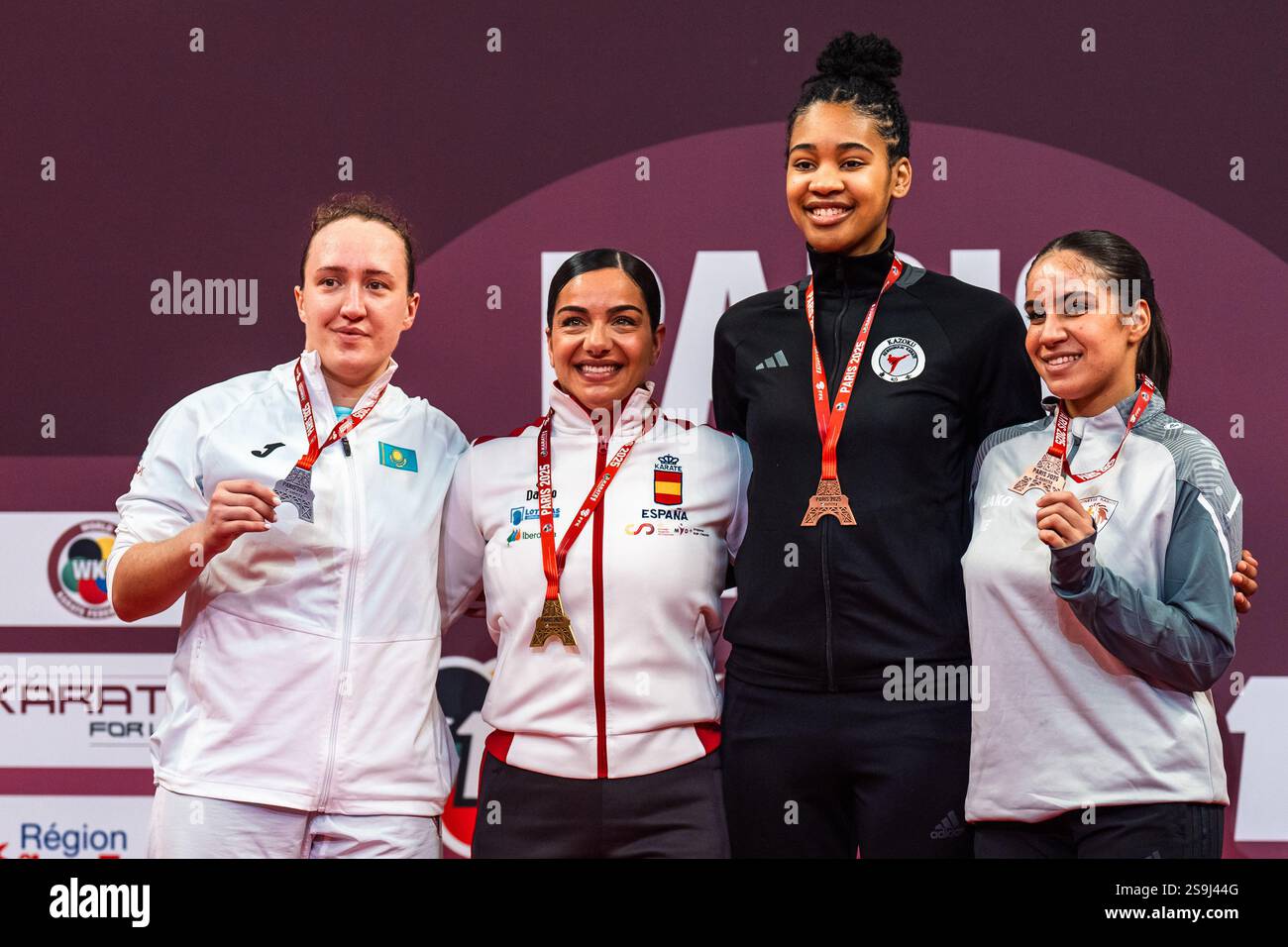 Female kumite +68Kg podium during the Paris Open Karate 2025, 2025 ...