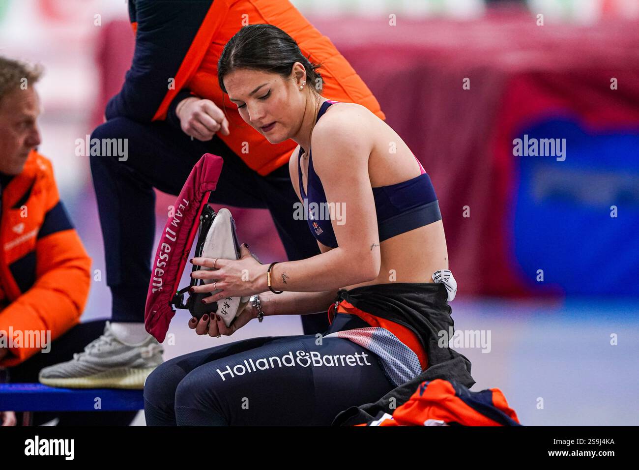 CALGARY, CANADA - JANUARY 26: Angel Daleman of Netherlands competing during the ISU World Cup ...