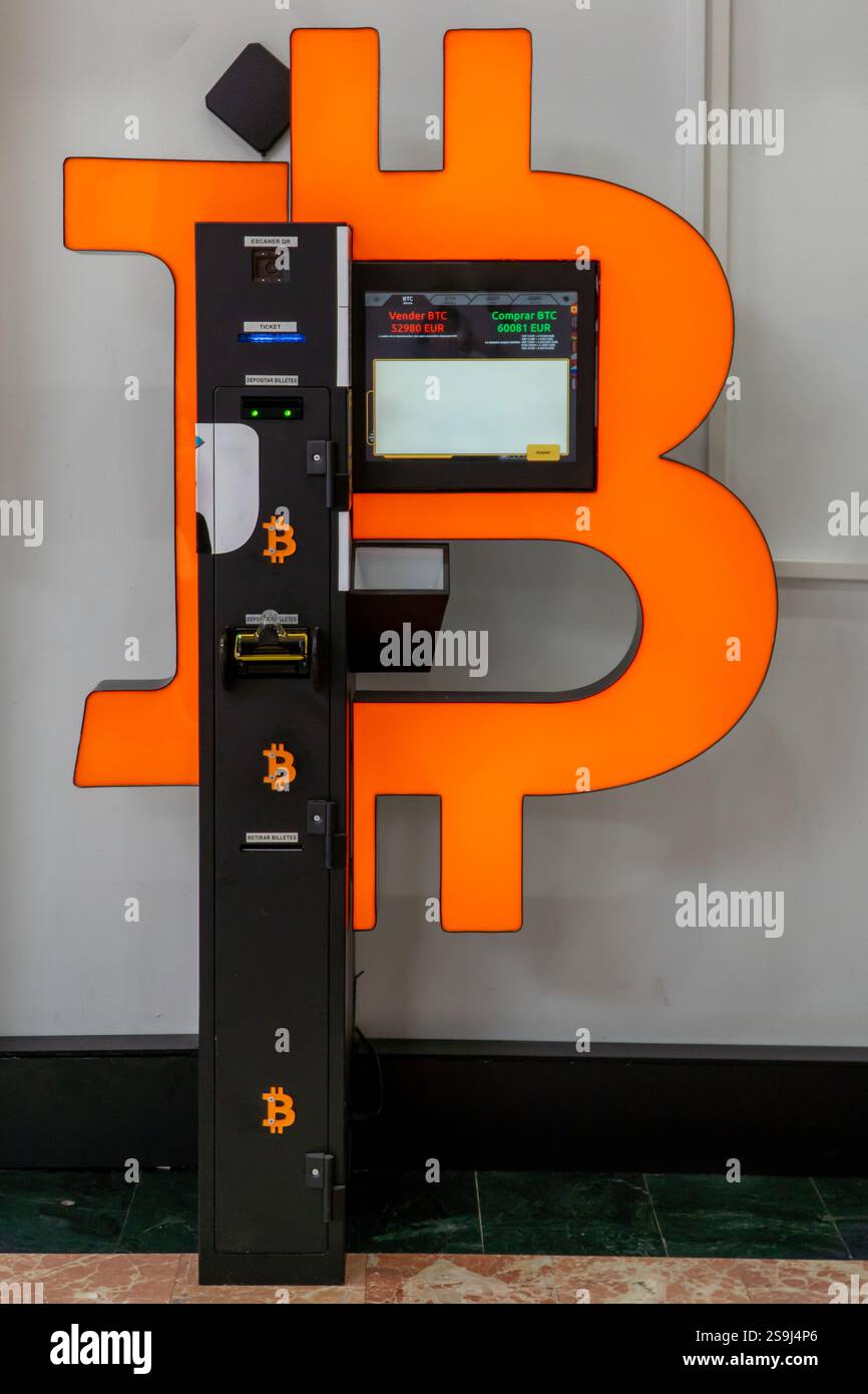 Bitcoin buying atm machine for trading on a shopping mall Stock Photo ...