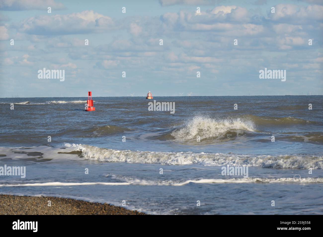 lively north sea and oxley buoy with haven buoy at entrance to river ...