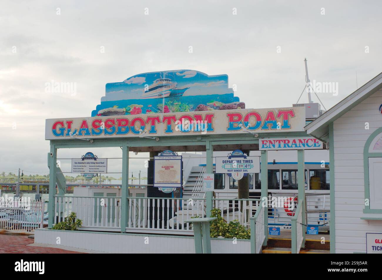 Blue, red and white sign Glass Bottom Boat in Key West's Historic ...