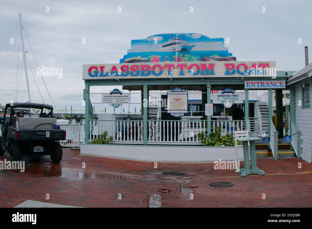 Blue, red and white sign Glass Bottom Boat in Key West's Historic ...