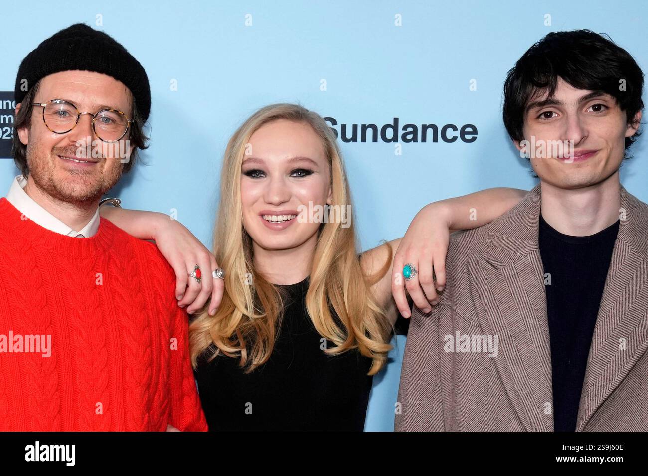 Isaiah Saxon, from left, Helena Zengel and Finn Wolfhard attend the ...