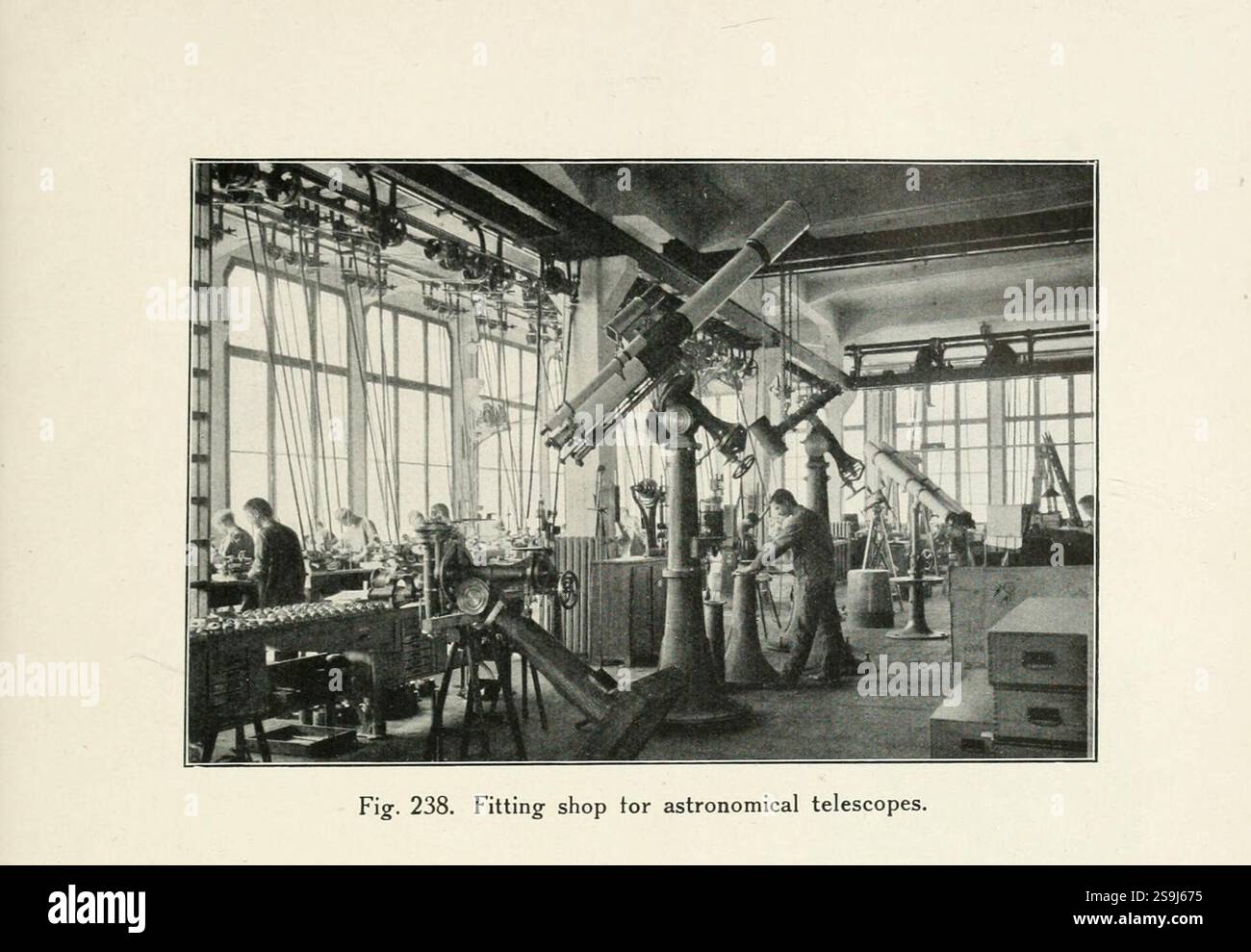 Zeiss Fitting shop tor astronomical telescopes. Archive illustration ...
