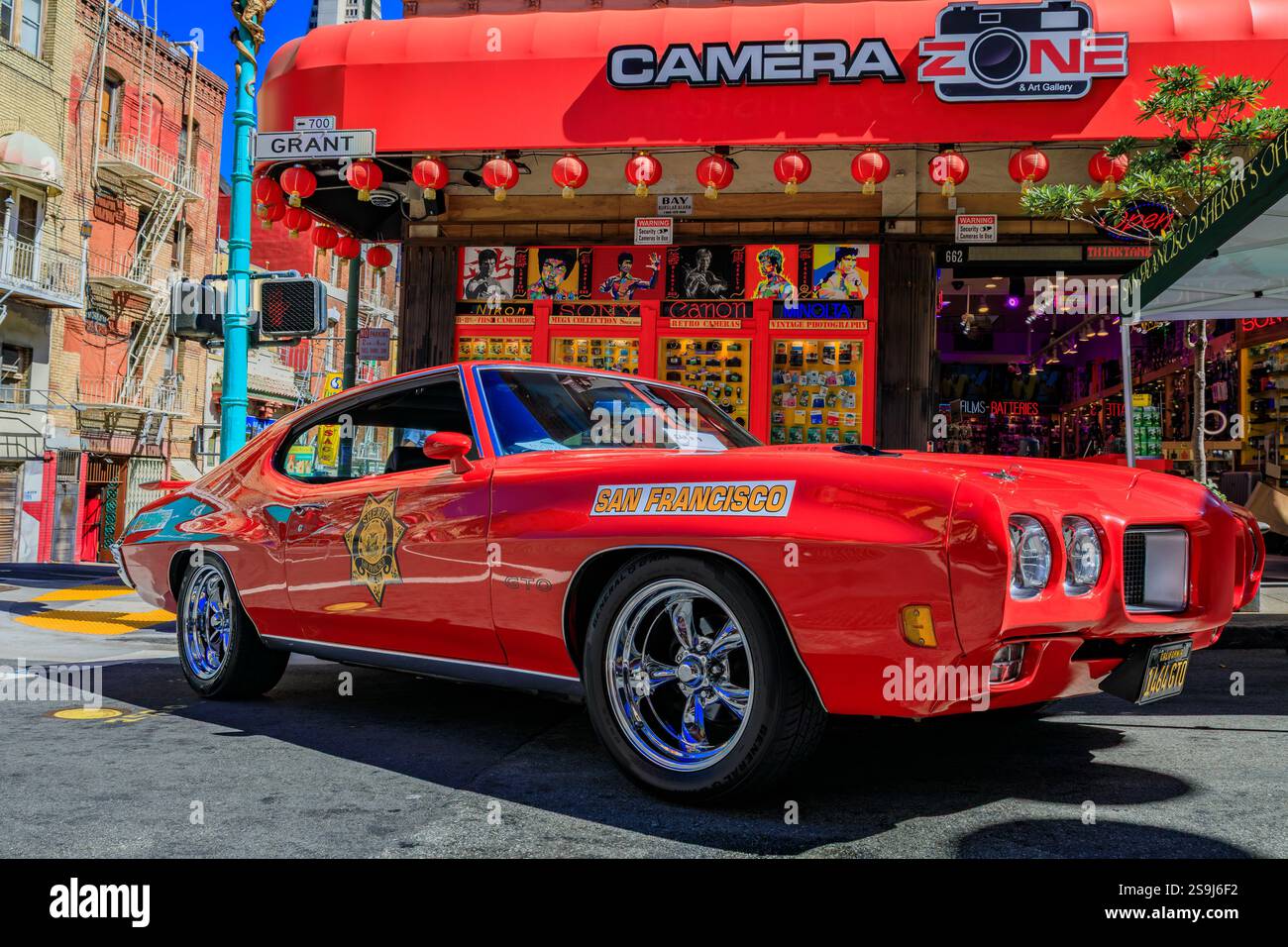 San Francisco, USA - September 24, 2022: A classic 1970 red Pontiac GTO ...