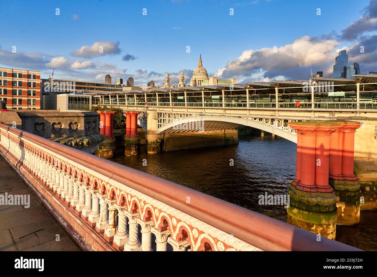 View of the Blackfriars Rail Bridge from the Blackfriars Bridge, River ...