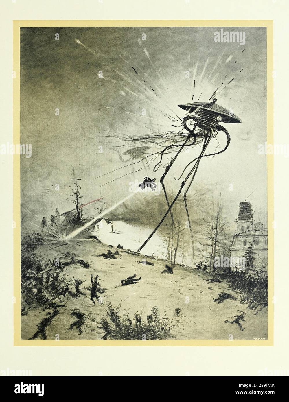 War of the Worlds Illustration. The arrival of the Martians - Martians ...