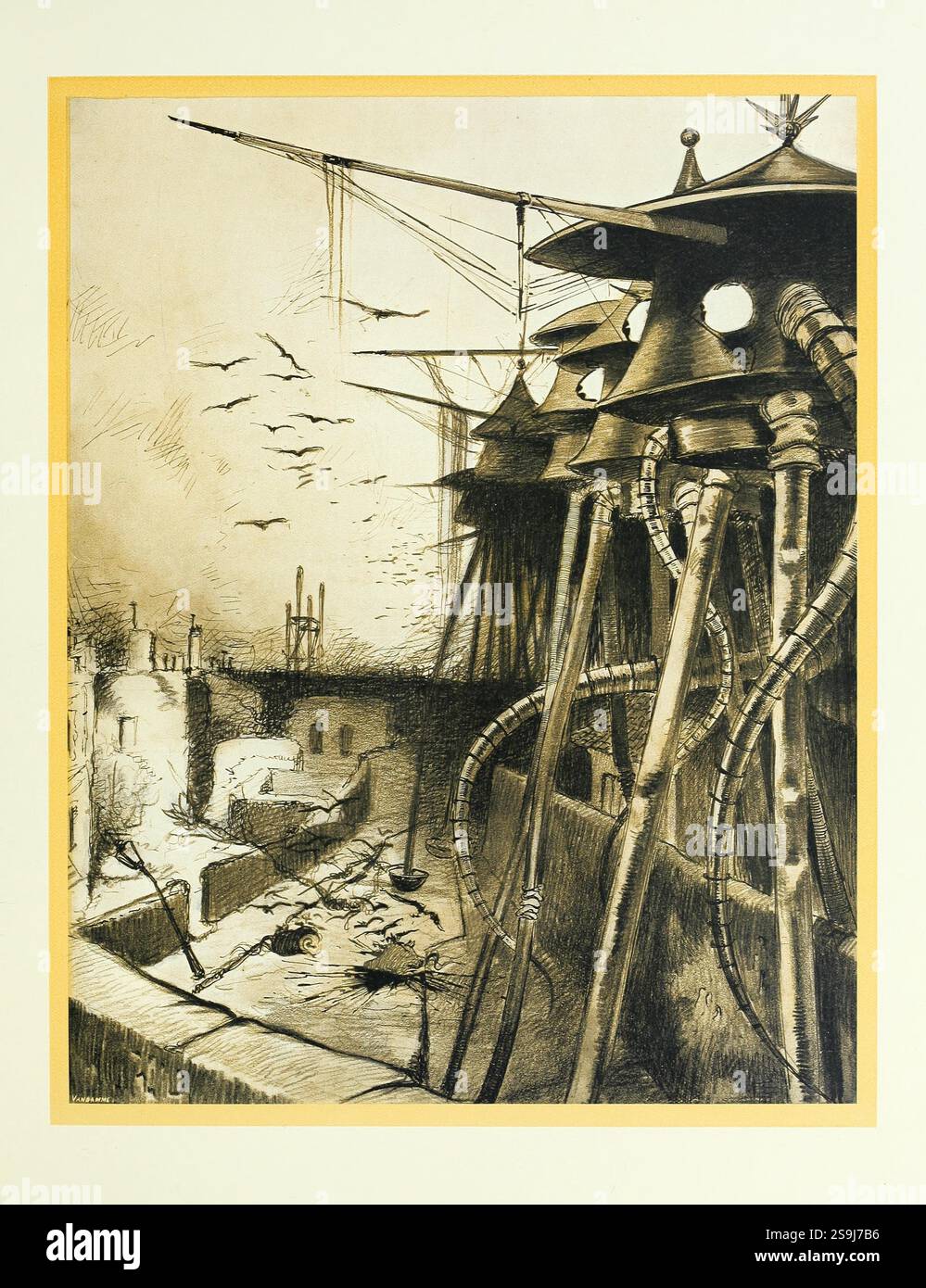 War of the Worlds Illustration. Earth in the power of the Martians ...