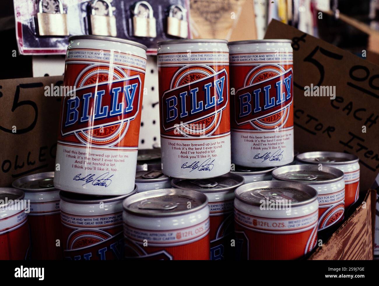 January 24, 2025, Plains, Georgia, USA: Cans of Billy Beer for sale as ...
