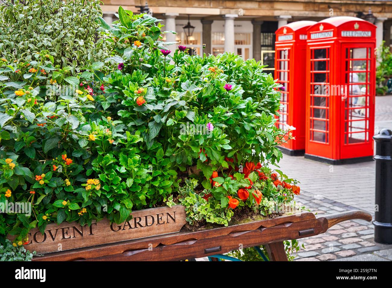 Cart with flowers and plants, The Covent Garden Market, London, England ...