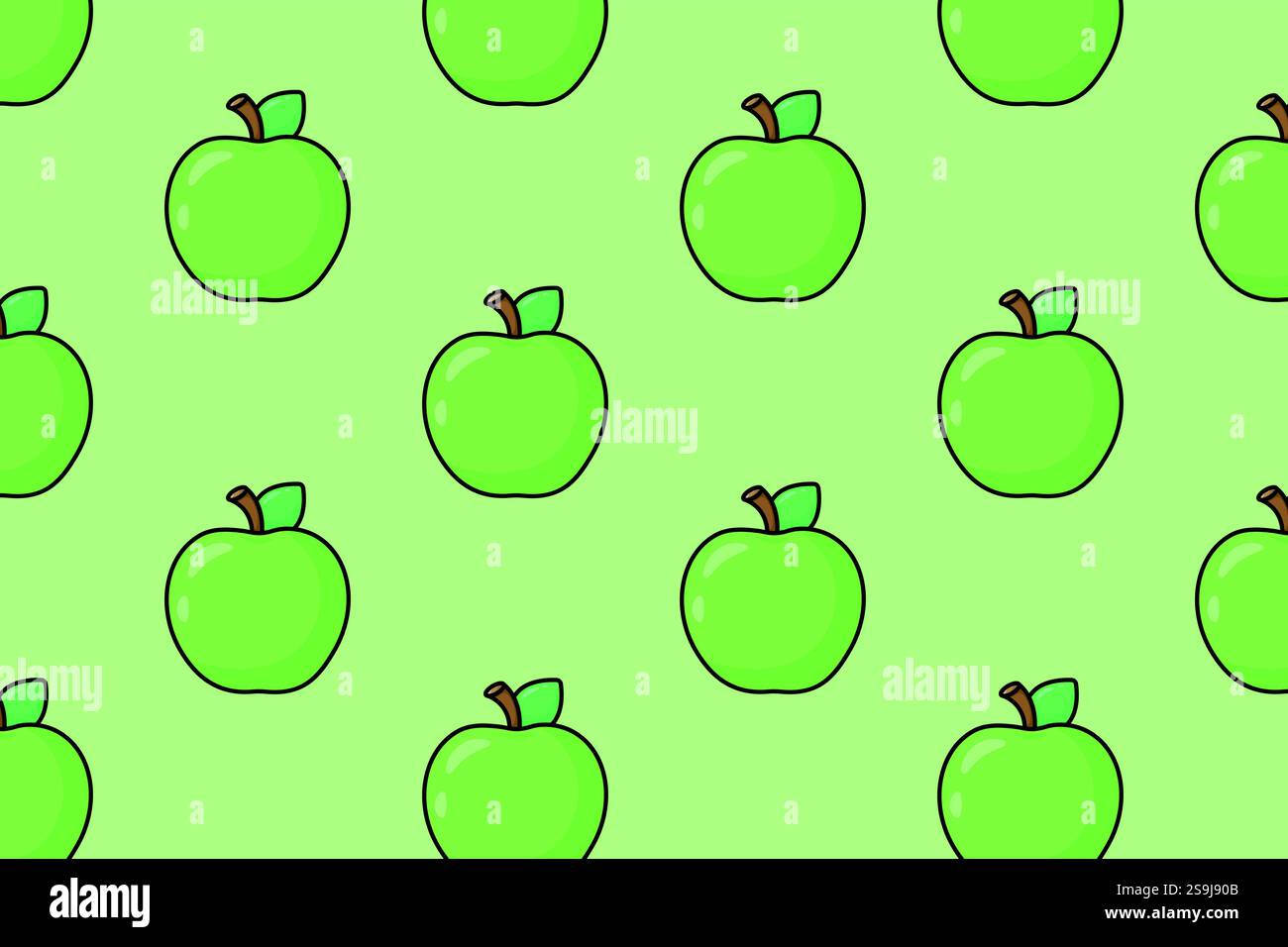 Pattern of cartoon green apples... Vector illustration Stock Vector ...
