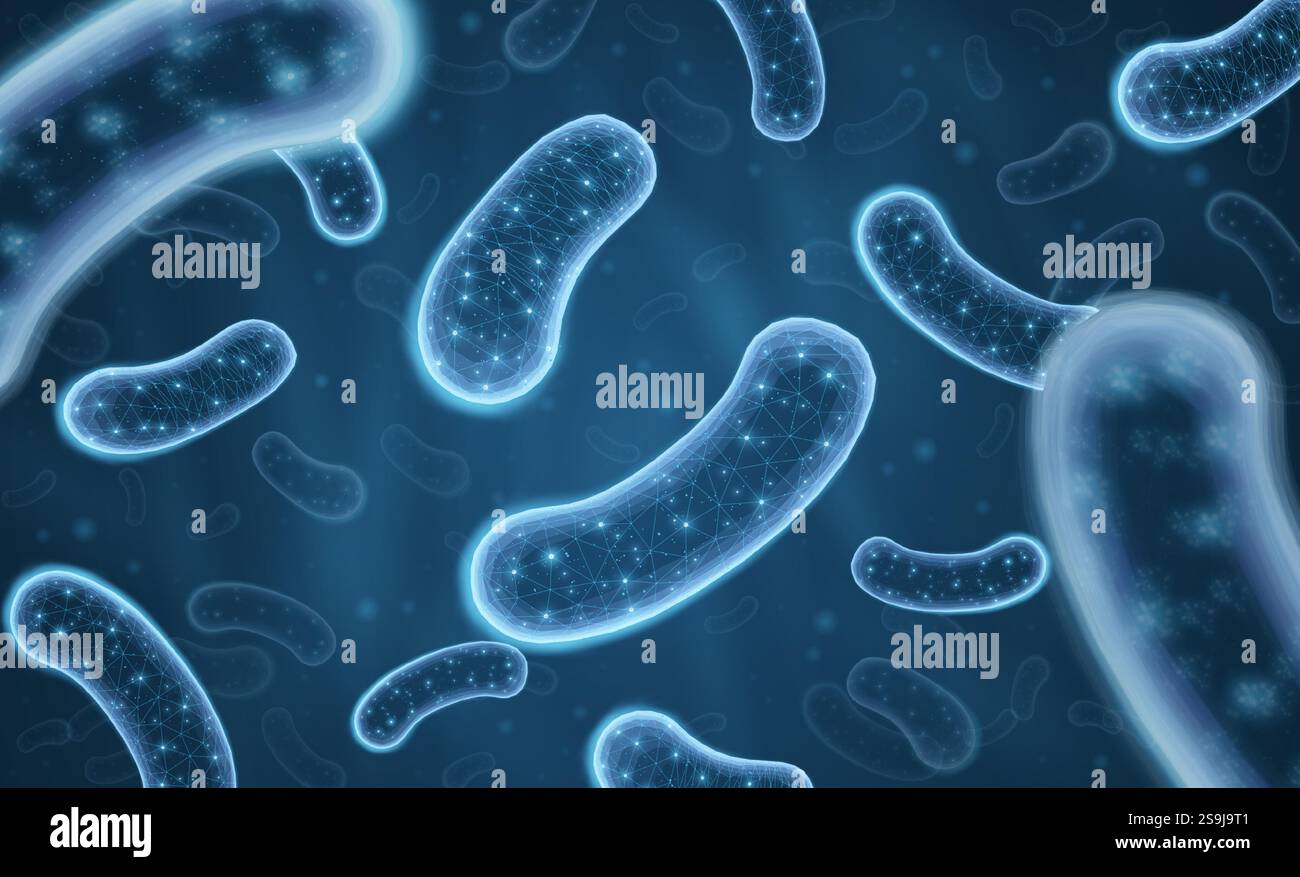 3d probiotic bacteria. Microbiome flora, lactobacillus acidophilus ...