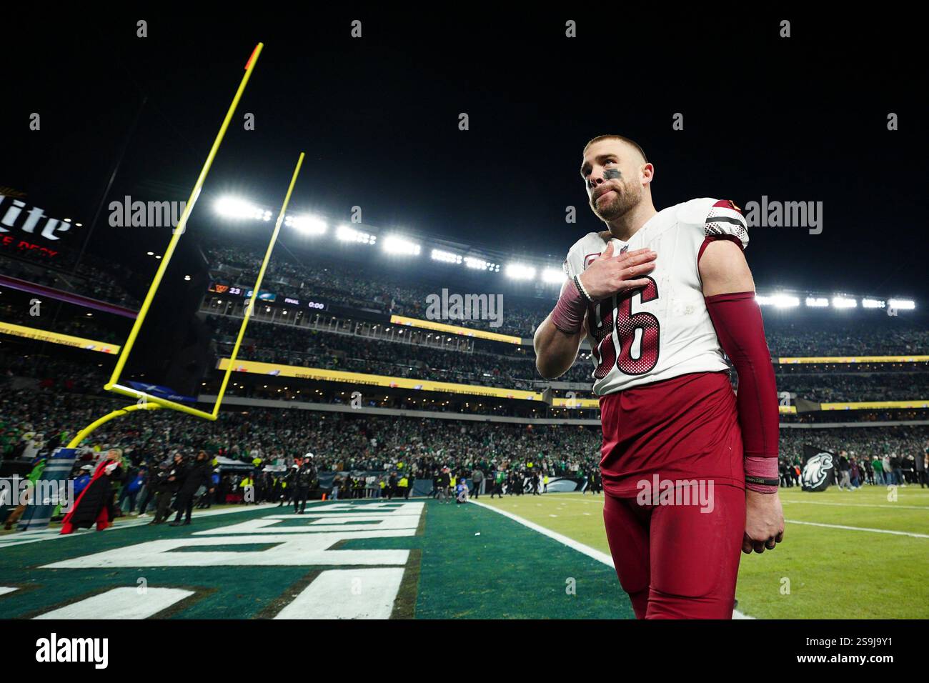 Washington Commanders' Zach Ertz leaves the field after losing the NFC ...