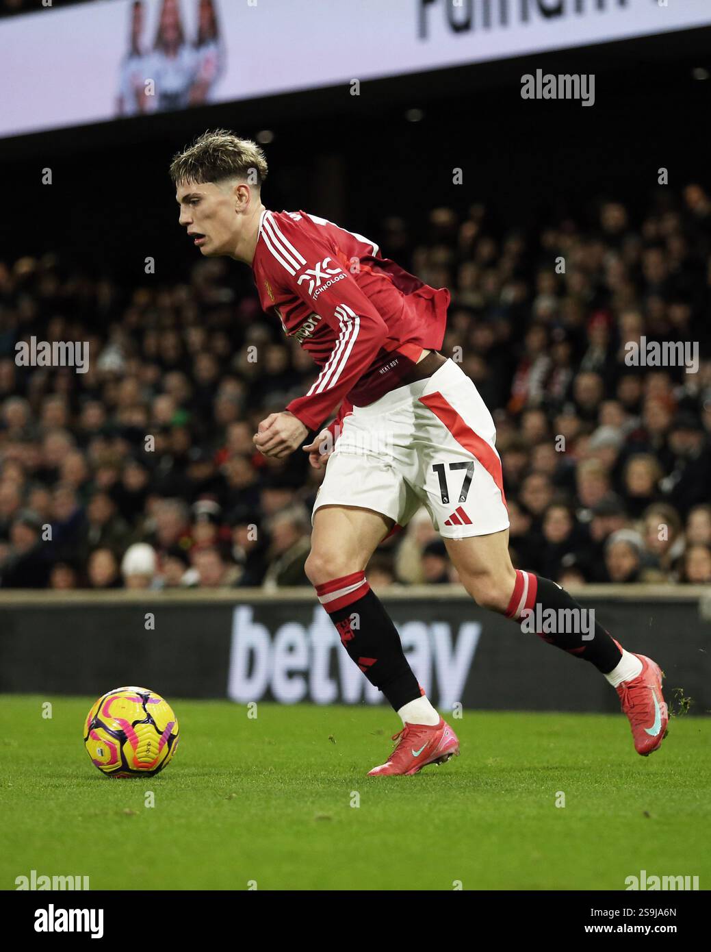 Craven Cottage, January 26th 2025: Alejandro Garnacho of Manchester ...