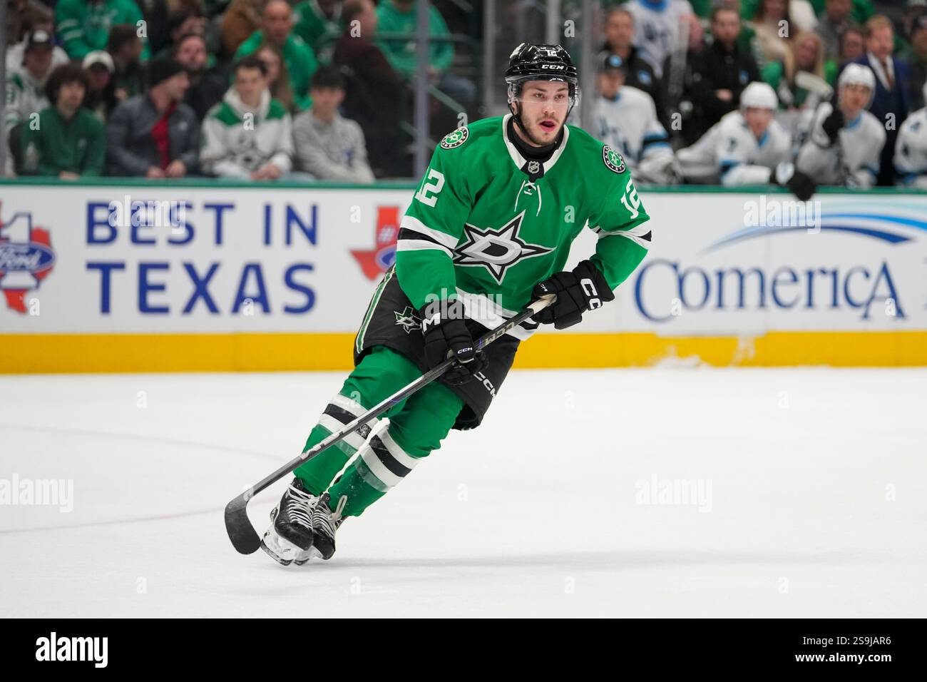 Dallas Stars right wing Arttu Hyry skates against the Utah Hockey Club ...
