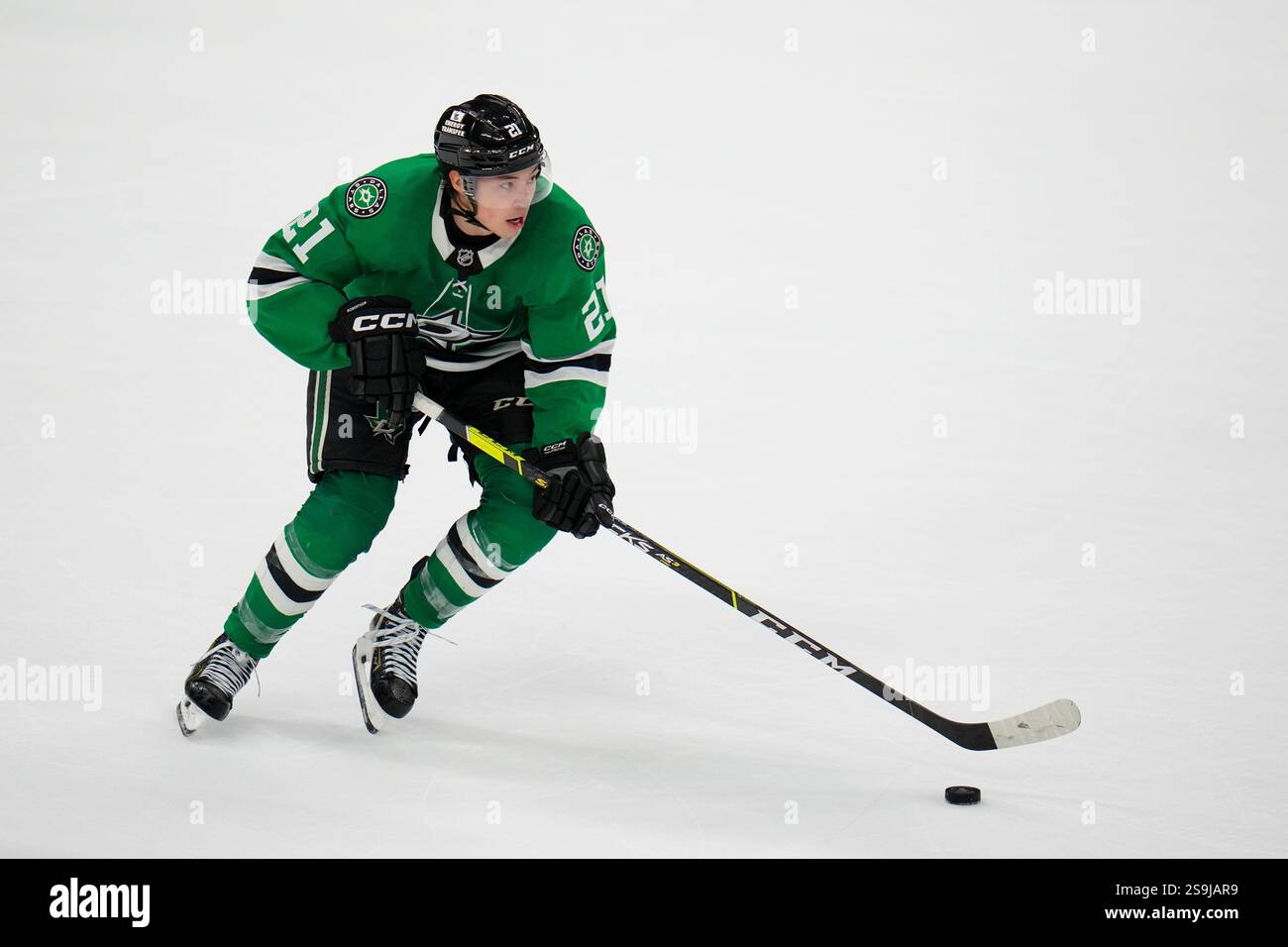 Dallas Stars left wing Jason Robertson skates with the puck against the ...