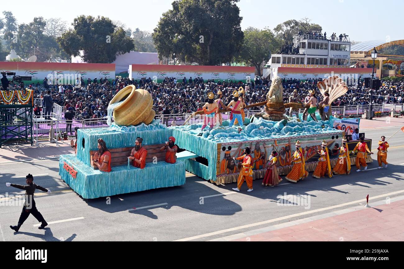NEW DELHI, INDIA - JANUARY 26: A tableaux from Uttar Pradesh State on ...