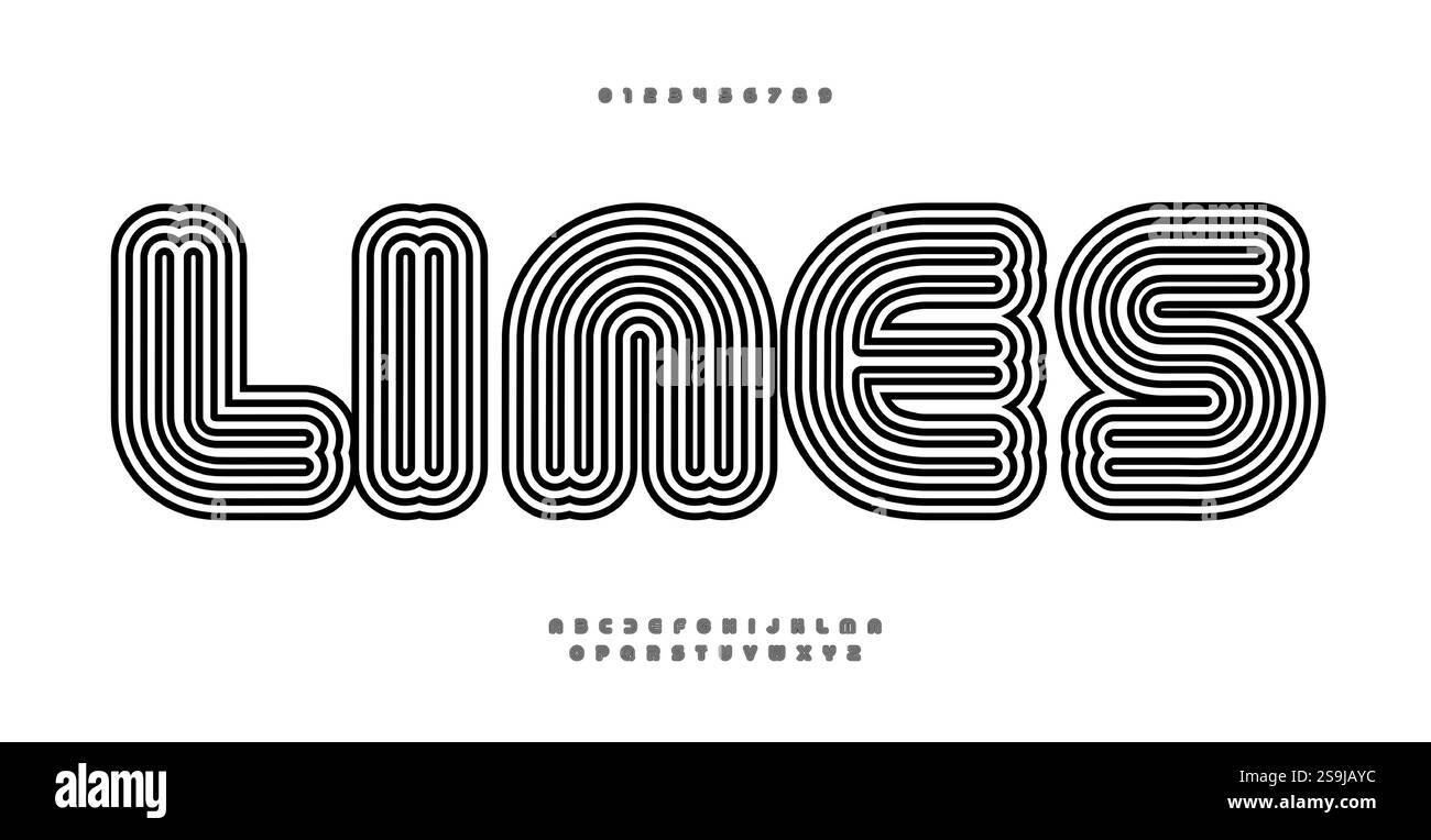 Lines modern alphabet, linear geometric letters design, outline bauhaus ...
