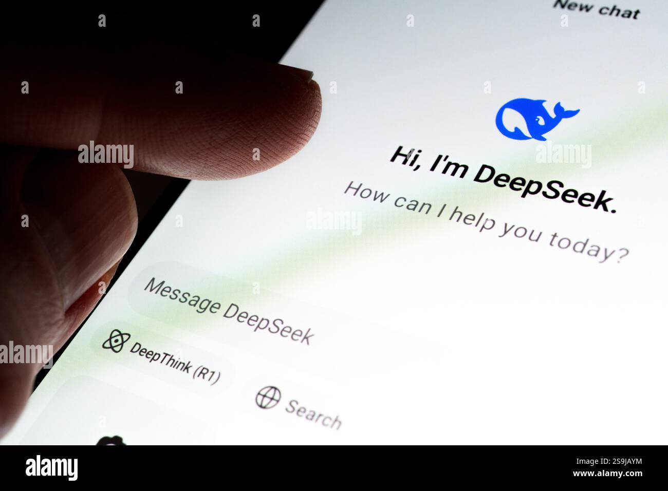 DeepSeek AI chat bot interface seen on the screen of smartphone and the ...