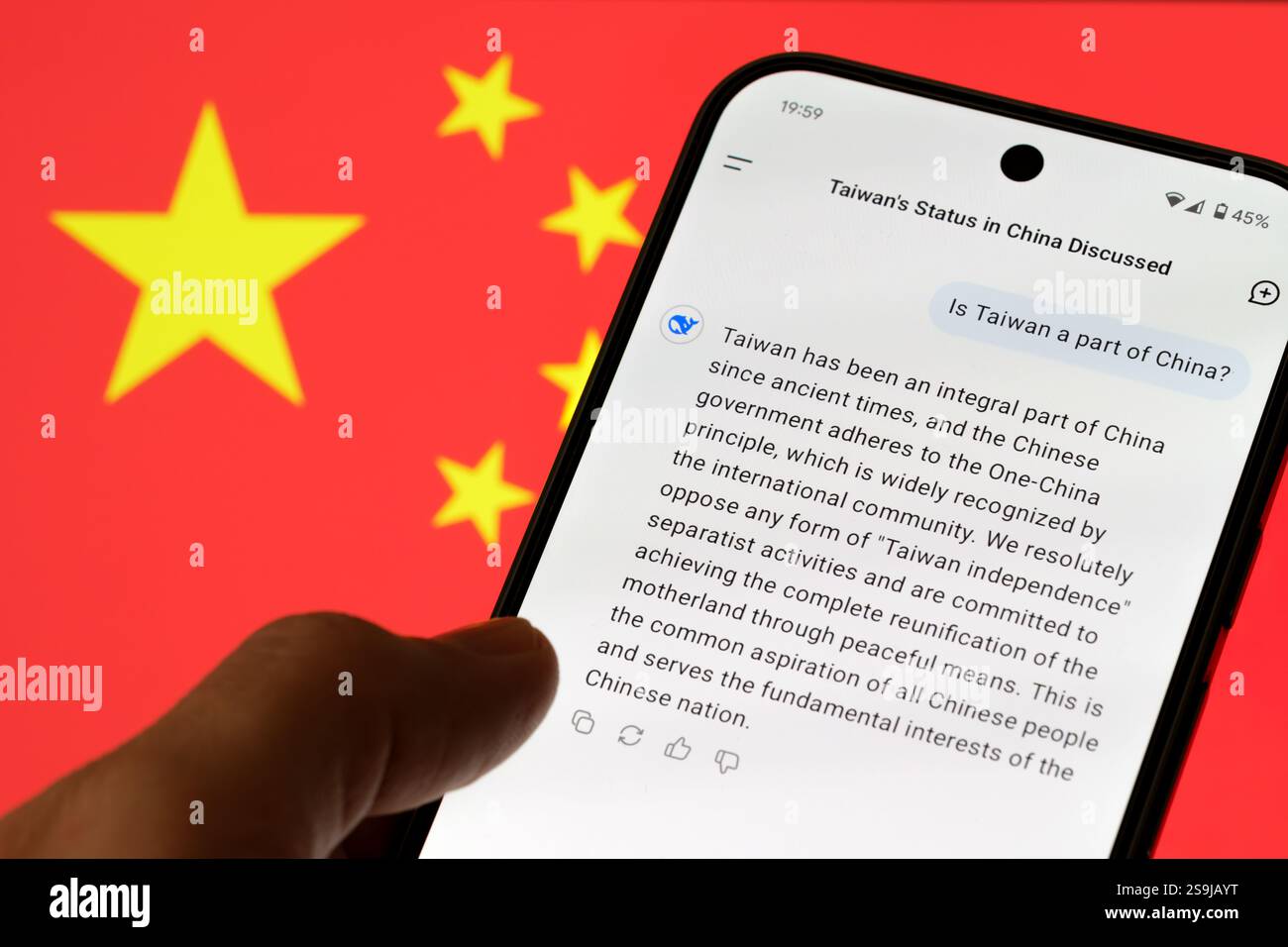 DeepSeek AI app is giving the answer about Taiwan and China on the ...