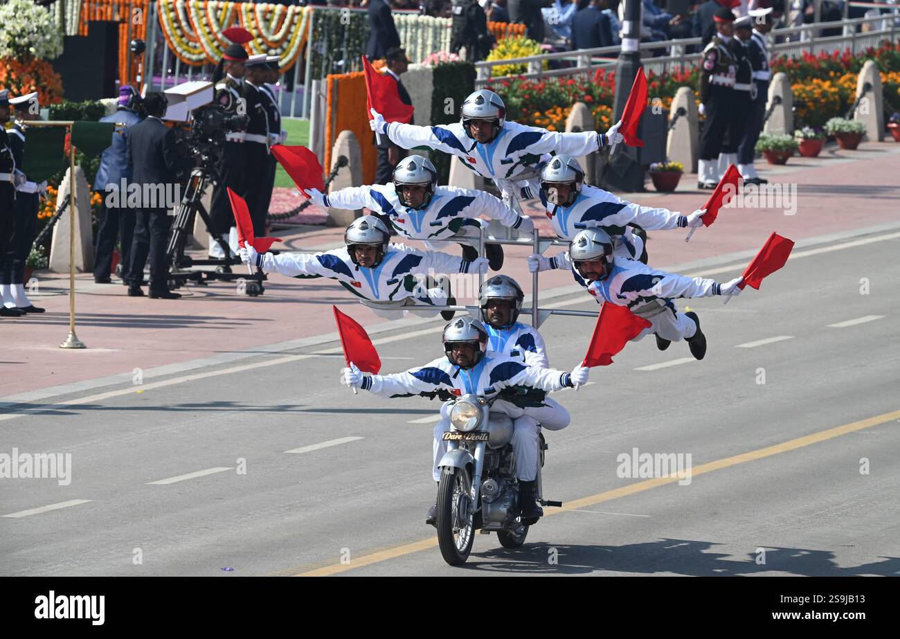 NEW DELHI, INDIA - JANUARY 26: Indian Army's Dare Devils perform during ...