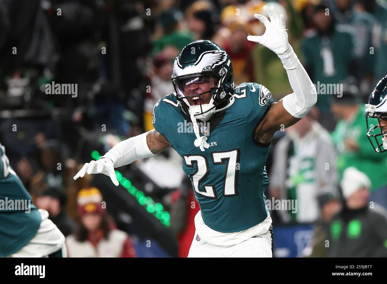 Philadelphia Eagles cornerback Quinyon Mitchell (27) celebrates during ...