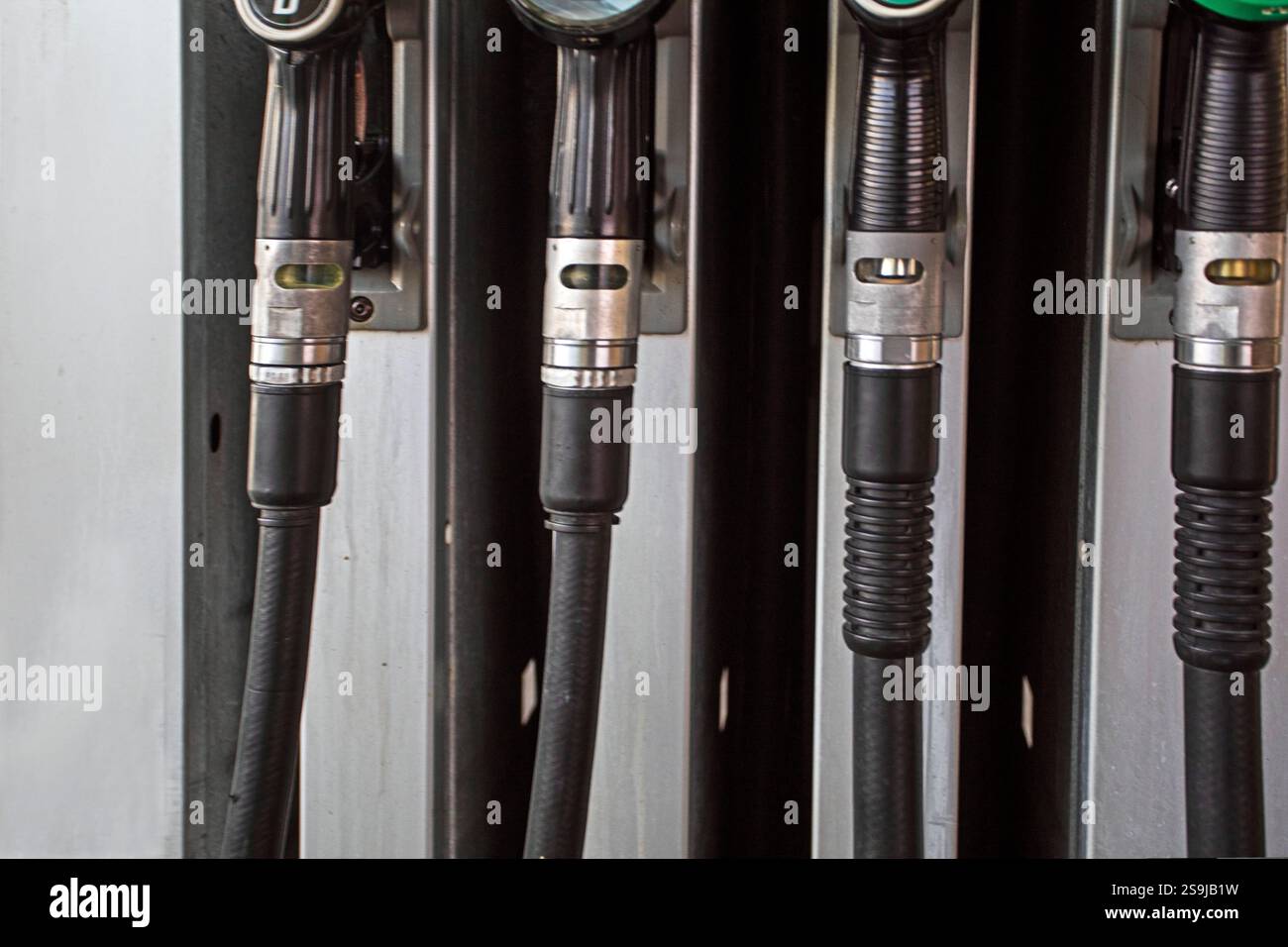gas, petrol and diesel filling pumps at a filling station Stock Photo ...