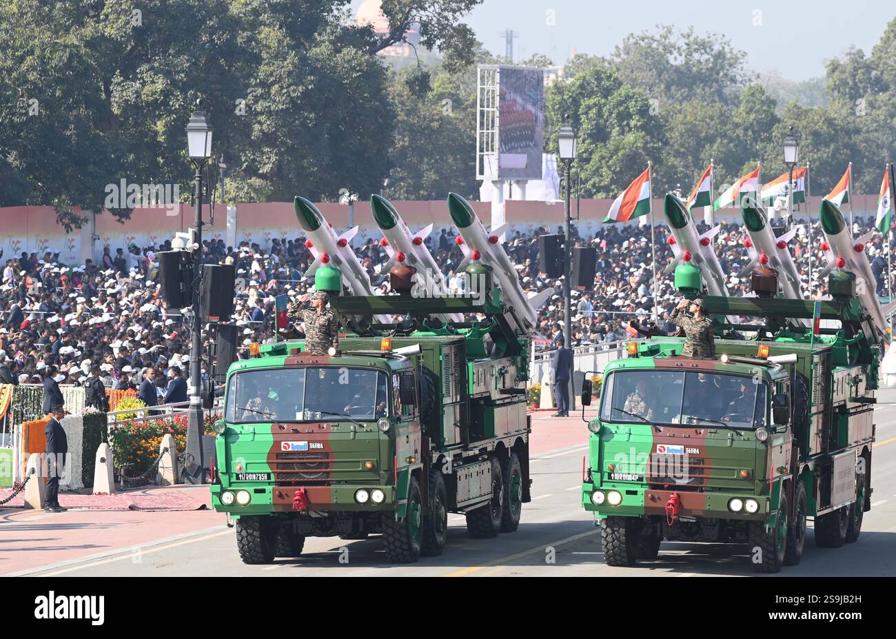 NEW DELHI, INDIA - JANUARY 26: Akash Army Launcher System on display ...