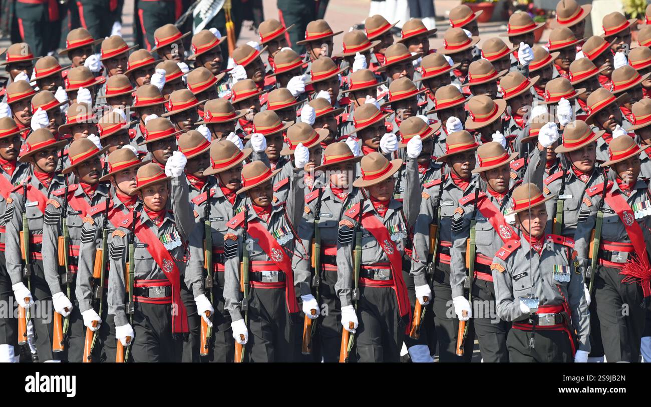 NEW DELHI, INDIA - JANUARY 26: A contingent of the Assam Rifles Band ...