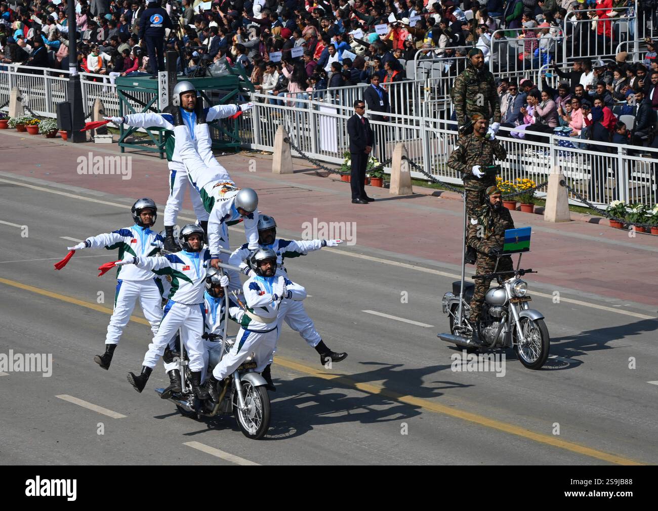 NEW DELHI, INDIA - JANUARY 26: Indian Army's Dare Devils perform during ...