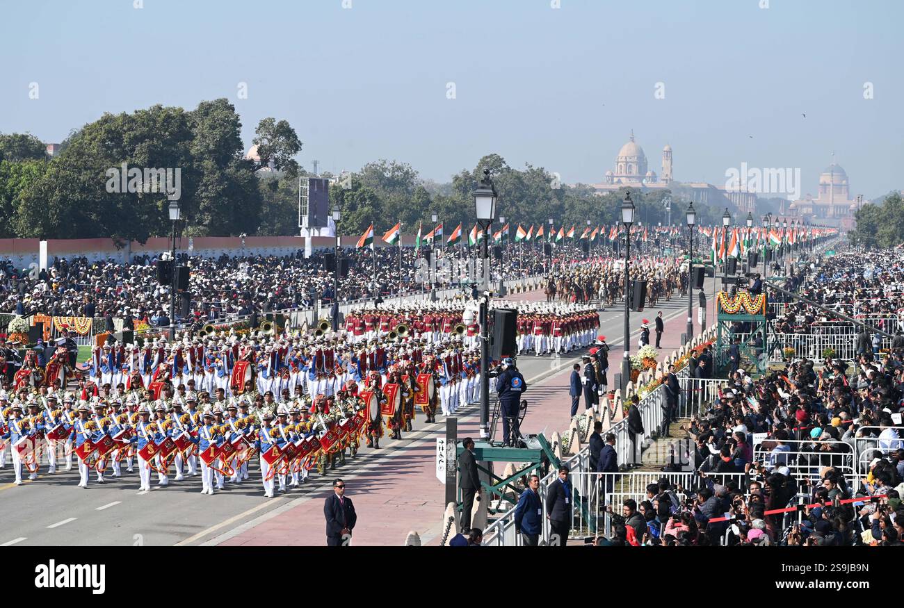 NEW DELHI, INDIA - JANUARY 26: A Military Band of the Defense personnel ...