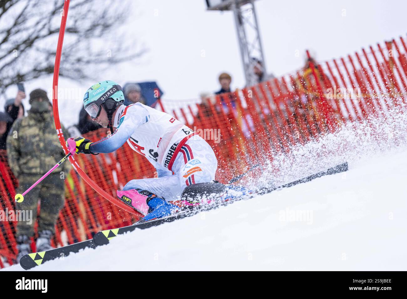 KITZBUEHEL, AUSTRIA - JANUARY 26: Eirik Hystad Solberg of Norway during ...