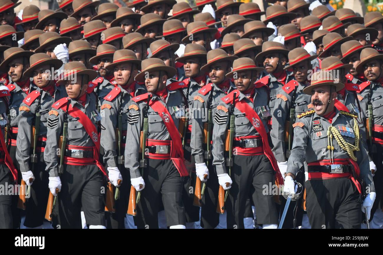NEW DELHI, INDIA - JANUARY 26: A contingent of the Assam Rifles Band ...