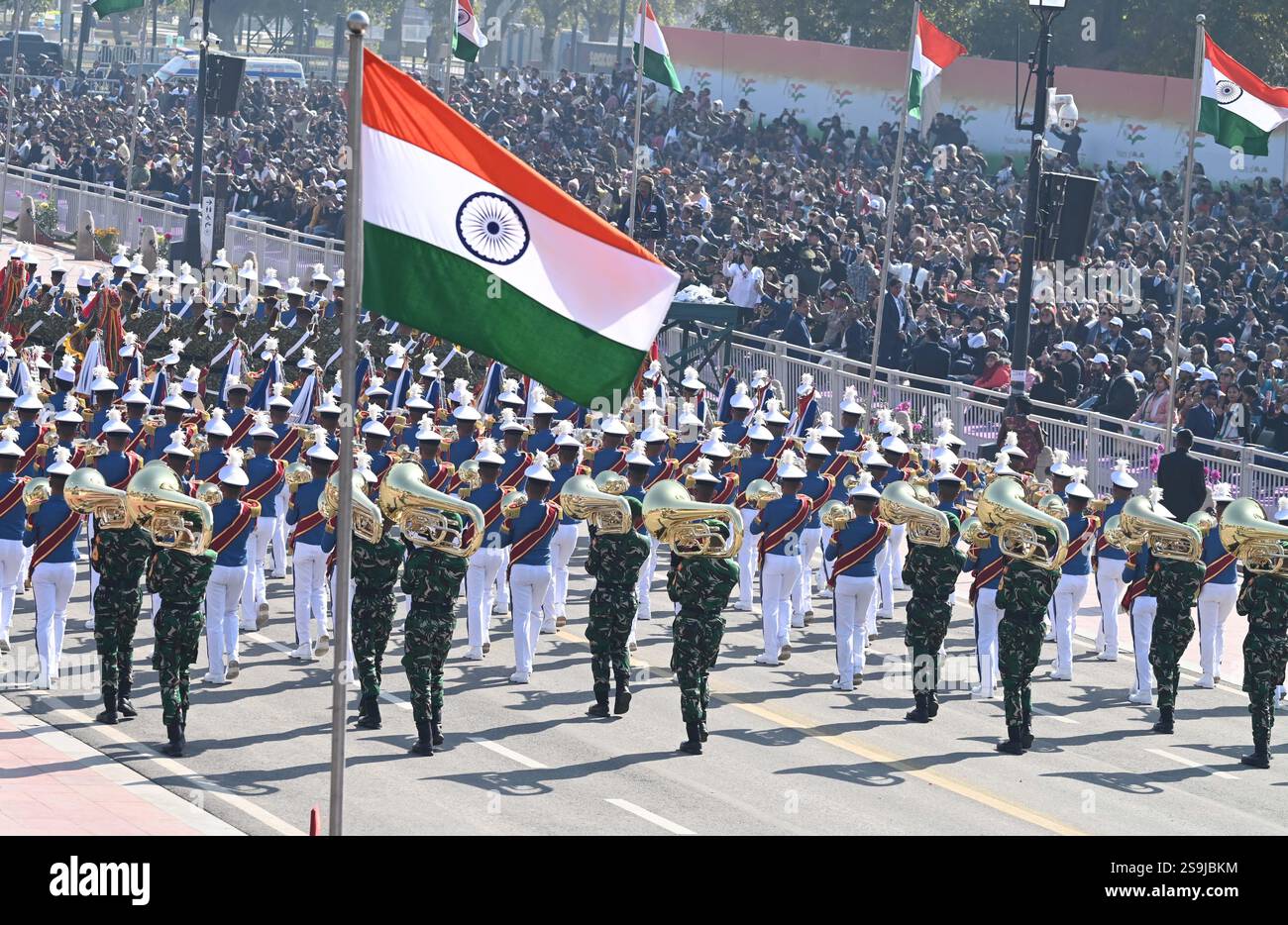NEW DELHI, INDIA - JANUARY 26: A Military Band of the Defense personnel ...