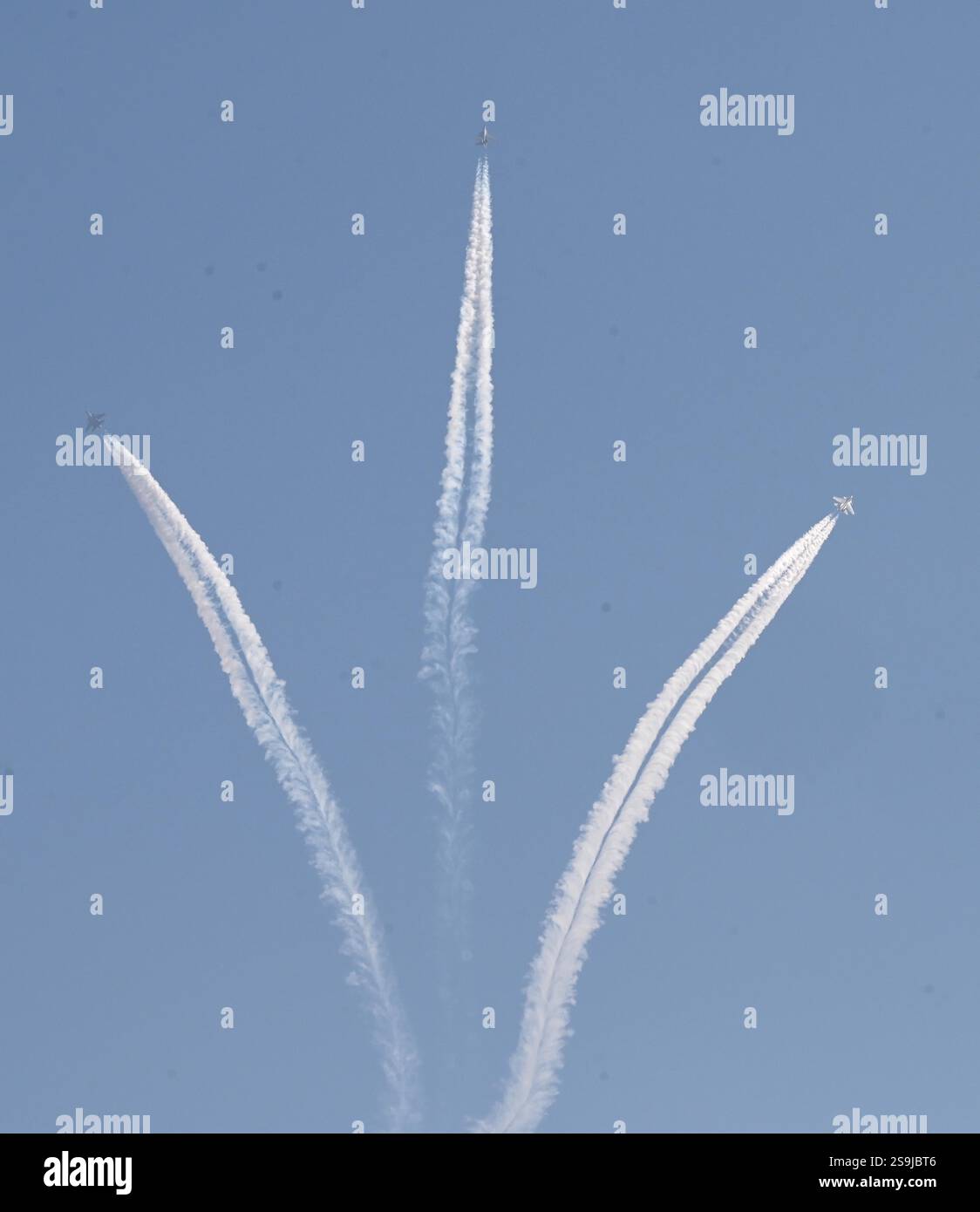 NEW DELHI, INDIA - JANUARY 26: IAF's three Su-30 aircrafts fly in ...