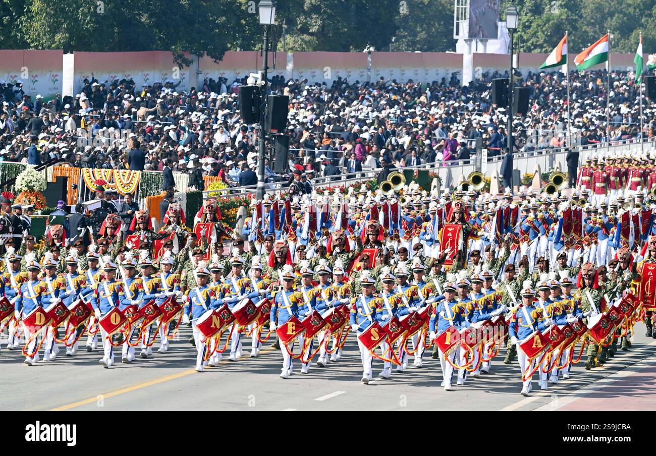 NEW DELHI, INDIA - JANUARY 26: A Military Band of the Defense personnel ...