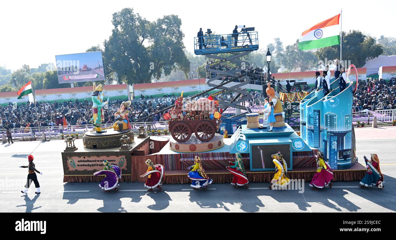 NEW DELHI, INDIA - JANUARY 26: A tableaux from Haryana State on display during the Republic Day ...