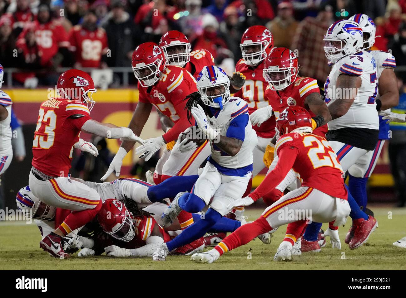 Buffalo Bills running back James Cook (4) runs with the ball during the ...