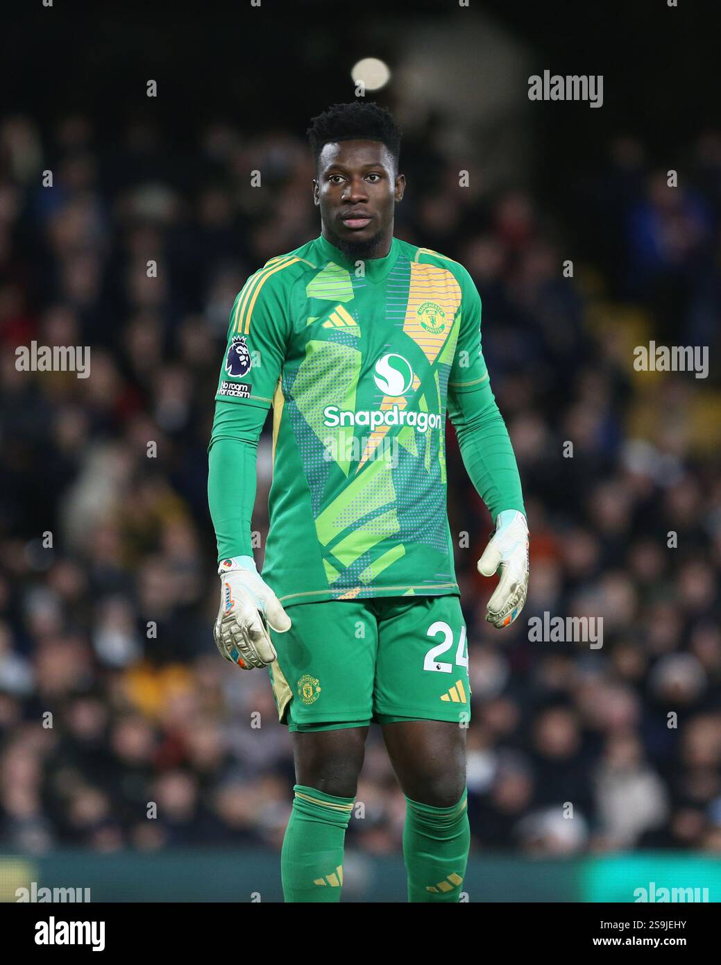 Craven Cottage, January 26th 2025: Goalkeeper Andre Onana of Manchester ...