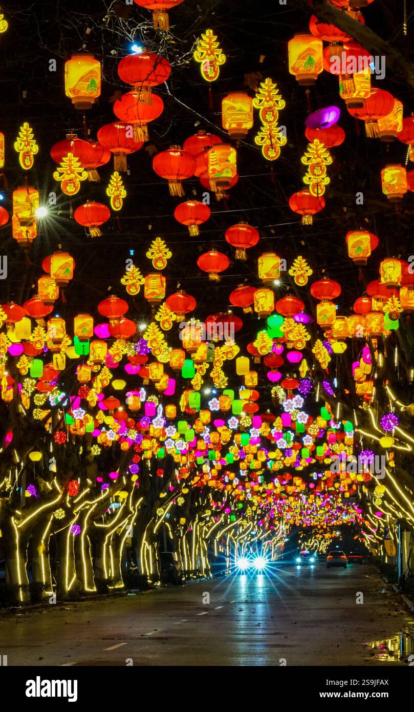 SUQIAN, CHINA - JANUARY 26, 2025 - Vehicles drive along People's South ...