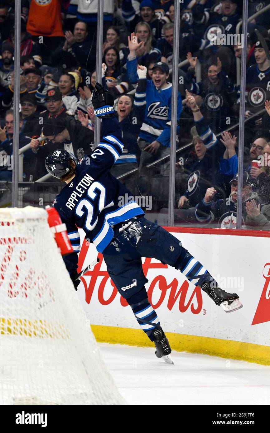Winnipeg Jets' Mason Appleton (22) celebrates his goal against the ...