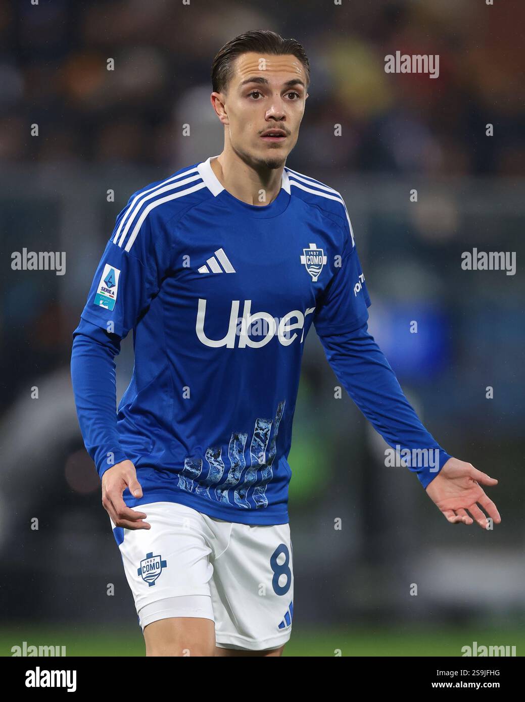 Como, Italy, 25th January 2025. Maxence Caqueret of Como 1907 reacts ...