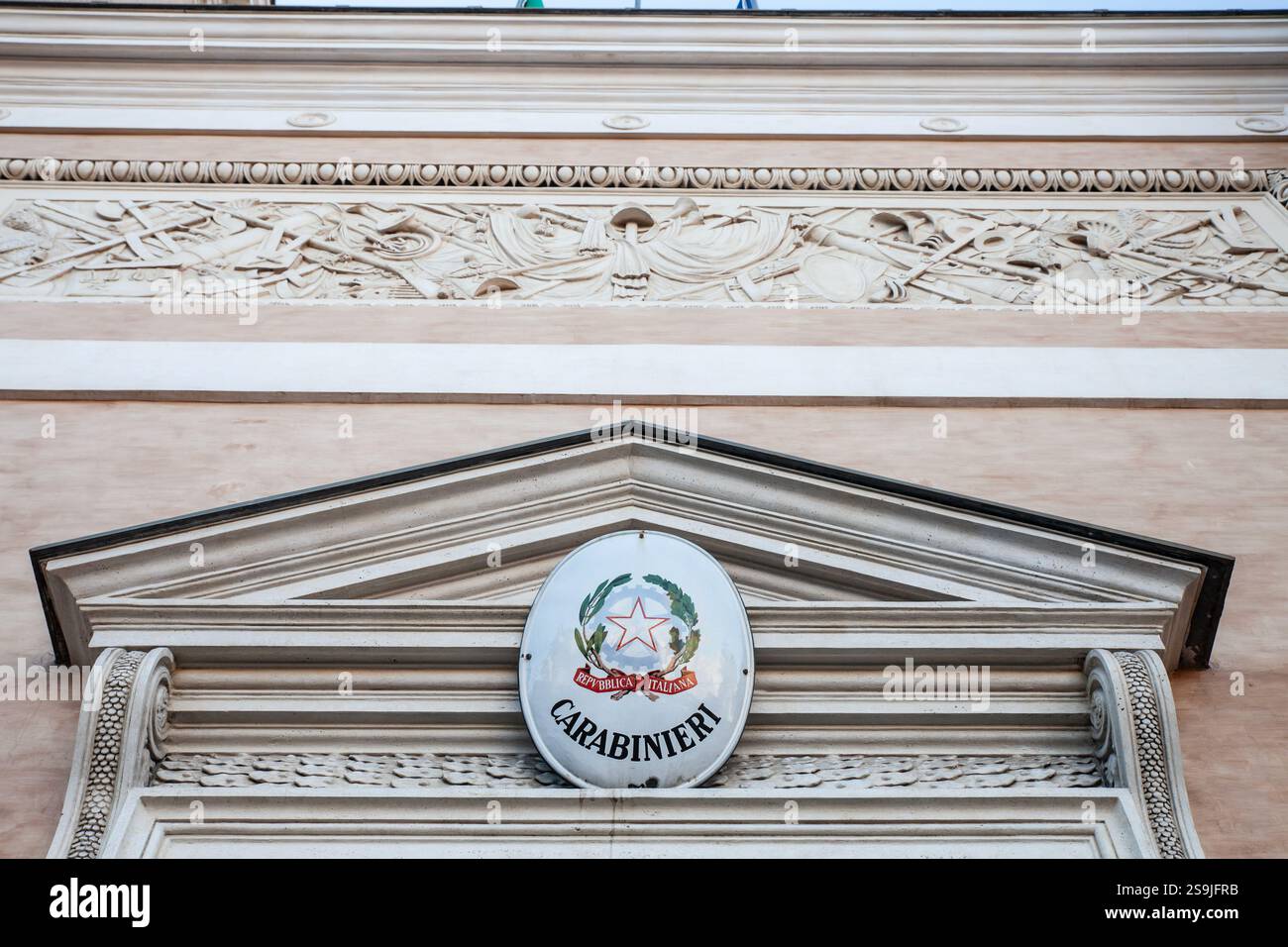 Italian coat of arms on Carabinieri local office in rome with the ...
