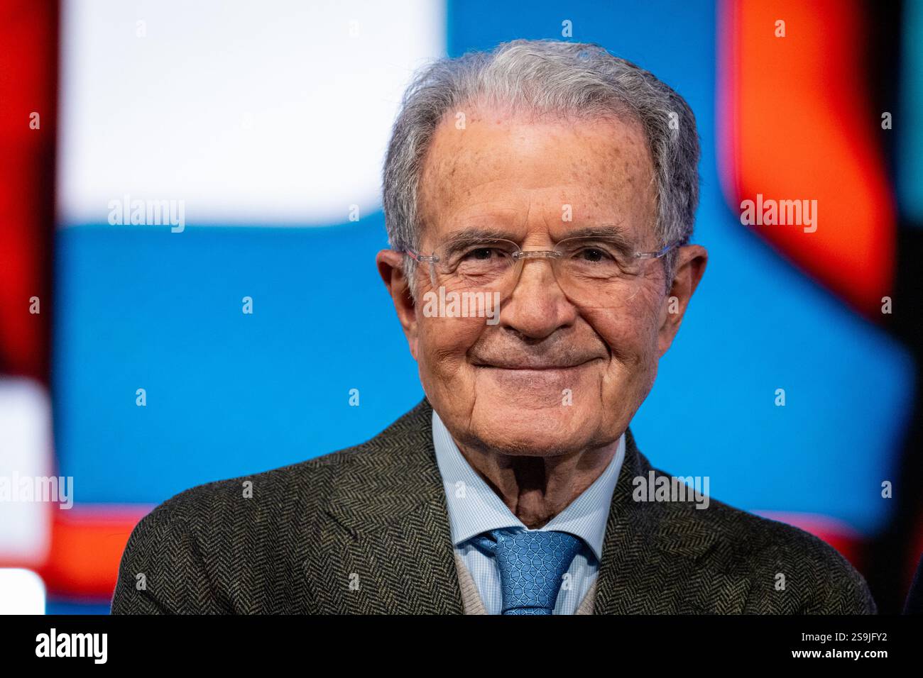 The former Italian Prime Minister Romano Prodi guest on the TV show “In ...