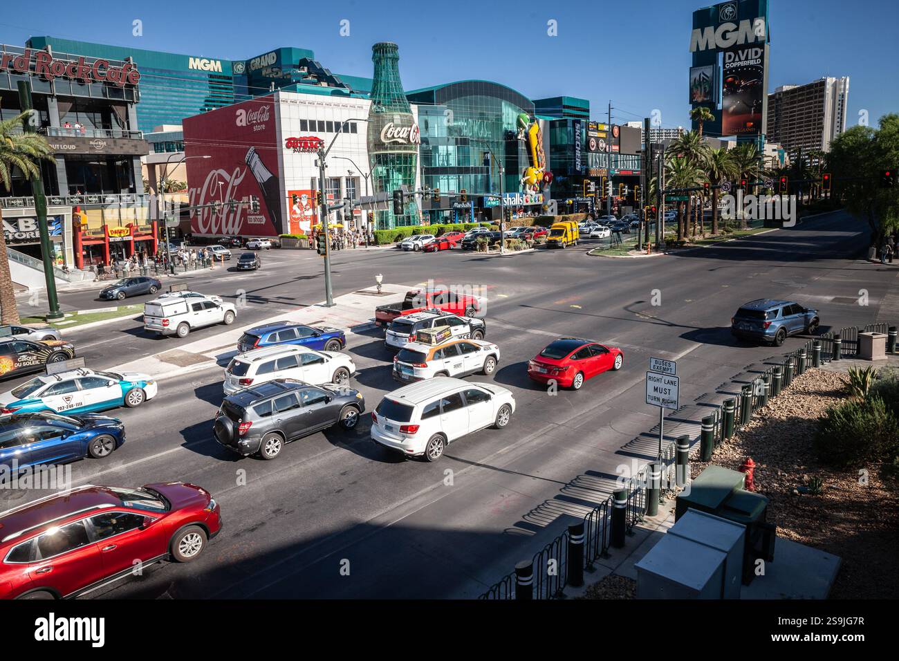 LAS VEGAS, AUGUST 21, 2024: An afternoon view of busy traffic at a ...