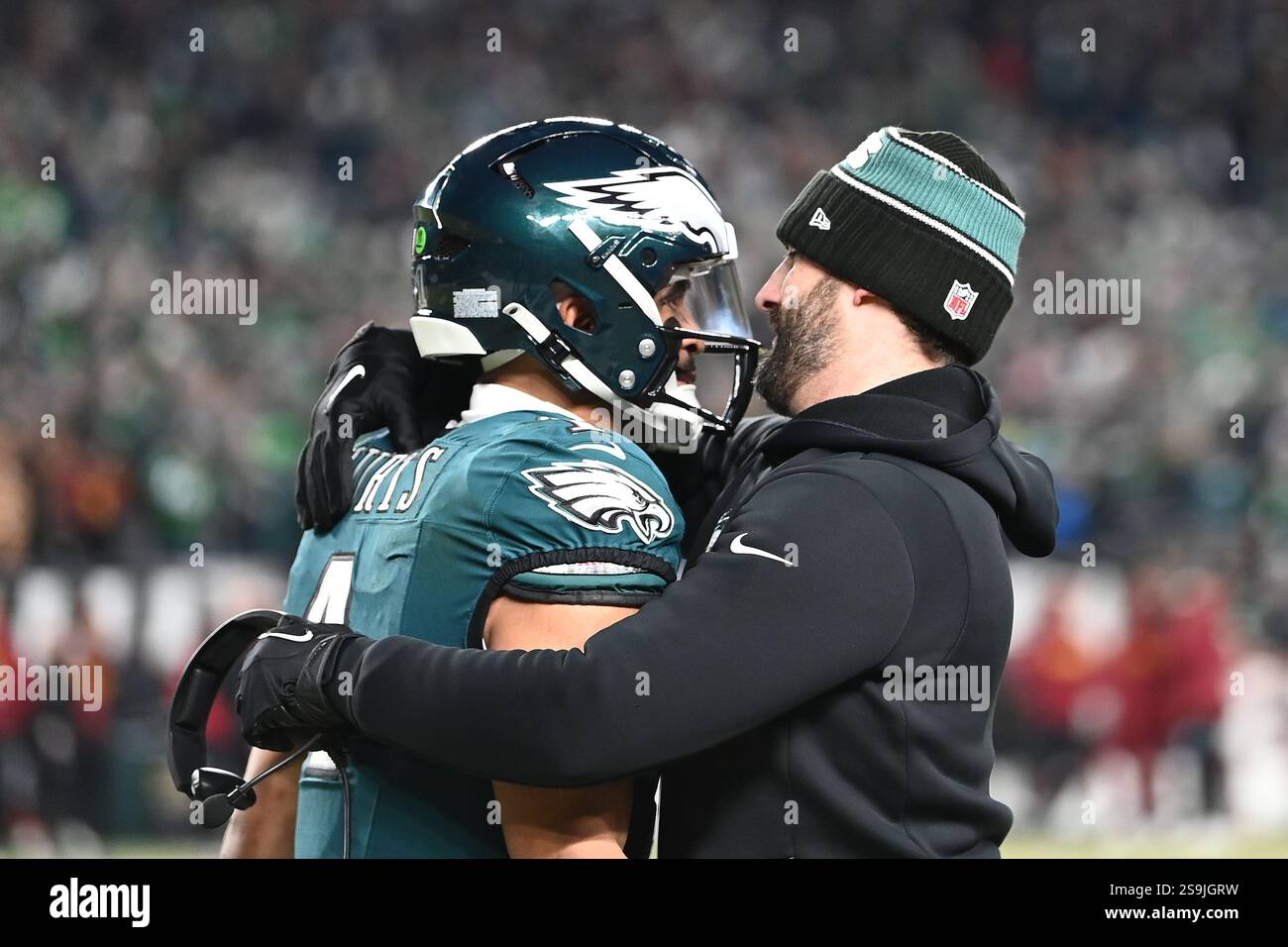 January 26, 2025, Philadelphia PA; Philadelphia Eagles head coach hugs ...