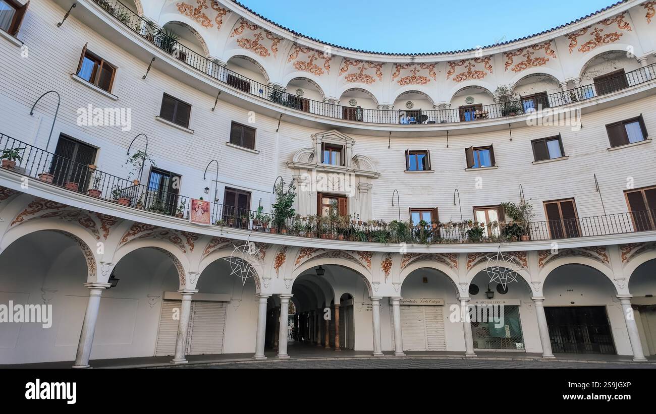 Plaza del Cabildo, located near the Cathedral of Seville, is a semi ...