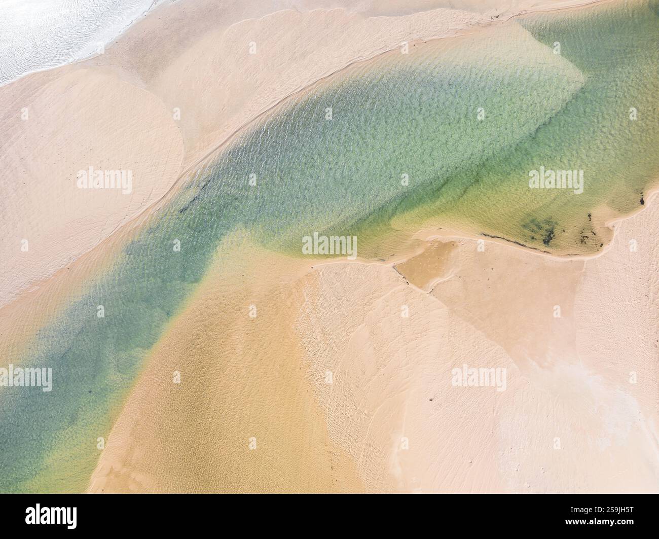 Aerial view of sand bars and shallow water at Wallaga Lake in New South ...