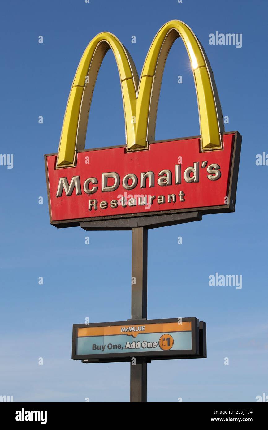 The McDonald's Golden Arches logo is seen on a sign outside of the fast ...