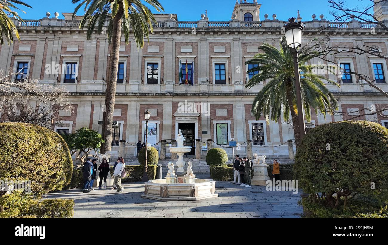 Front entrance of the General Archive of the Indies or Archivo de ...